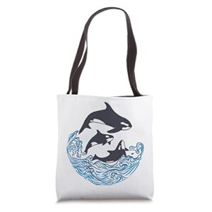 funny orca killer whales bouquet, orca family, cool pisces tote bag