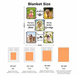 Artsadd Custom Throw Blanket with Dog Cat Pet Pictures & Name, Dog Memorial Blanket Personalized Memory Gift for Family and Friends Customized Bed Throw Blanket Sympathy Remembrance Made in USA