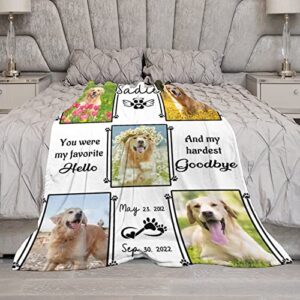 Artsadd Custom Throw Blanket with Dog Cat Pet Pictures & Name, Dog Memorial Blanket Personalized Memory Gift for Family and Friends Customized Bed Throw Blanket Sympathy Remembrance Made in USA