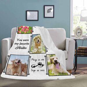 Artsadd Custom Throw Blanket with Dog Cat Pet Pictures & Name, Dog Memorial Blanket Personalized Memory Gift for Family and Friends Customized Bed Throw Blanket Sympathy Remembrance Made in USA