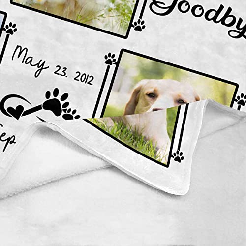 Artsadd Custom Throw Blanket with Dog Cat Pet Pictures & Name, Dog Memorial Blanket Personalized Memory Gift for Family and Friends Customized Bed Throw Blanket Sympathy Remembrance Made in USA