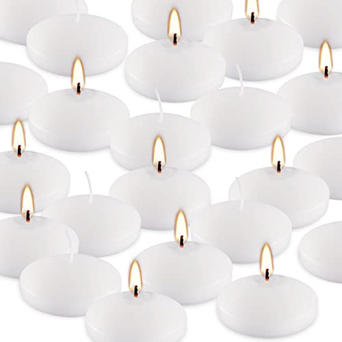 24 pcs Unscented White Floating Disc Candle, Hand Poured Paraffin Wax Candles 3 Inch Diameter, Home Décor, Wedding Receptions, Baby Showers, Birthdays, Celebrations & Party Favors