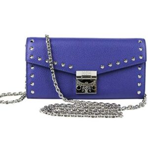 MCM Women's Spectrum Blue Leather Patricia Studded Large Chain Wallet MYL9SPA40HG001