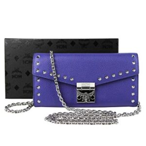 MCM Women's Spectrum Blue Leather Patricia Studded Large Chain Wallet MYL9SPA40HG001