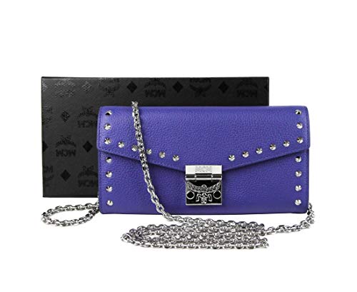 MCM Women's Spectrum Blue Leather Patricia Studded Large Chain Wallet MYL9SPA40HG001