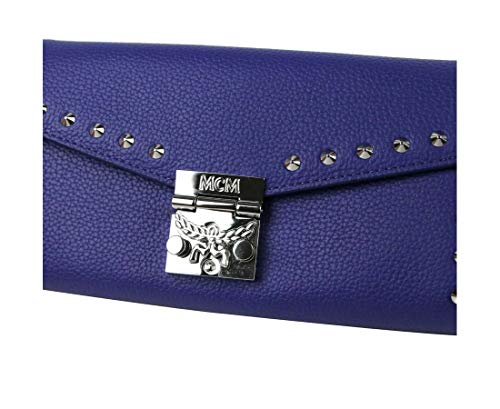 MCM Women's Spectrum Blue Leather Patricia Studded Large Chain Wallet MYL9SPA40HG001