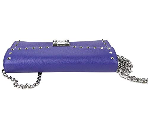 MCM Women's Spectrum Blue Leather Patricia Studded Large Chain Wallet MYL9SPA40HG001