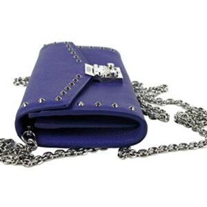 MCM Women's Spectrum Blue Leather Patricia Studded Large Chain Wallet MYL9SPA40HG001