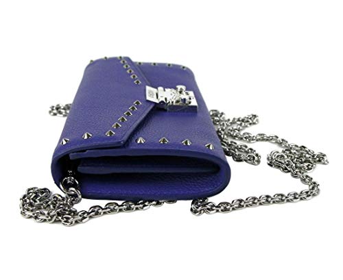 MCM Women's Spectrum Blue Leather Patricia Studded Large Chain Wallet MYL9SPA40HG001