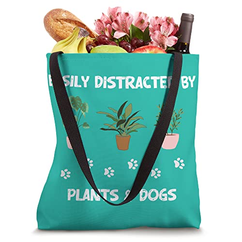 Easily Distracted By Dogs And Plants | Funny Hobby | Garden Tote Bag