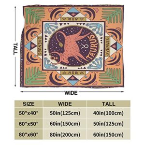 Taurus Zodiac Sign The12 Signs of The Zodiac Fleece Blanket Throw Blanket, Ultra-Soft Cozy Micro Fleece Blanket for Sofa, Couch, Bed, Camping, Travel, & Car Use-All Seasons Suitable 50"X40"