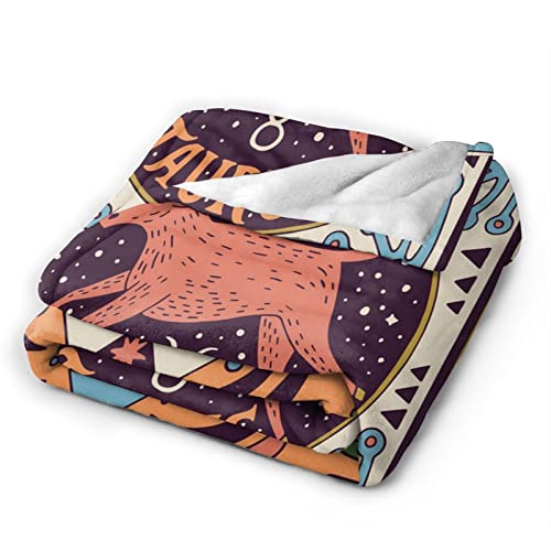 Taurus Zodiac Sign The12 Signs of The Zodiac Fleece Blanket Throw Blanket, Ultra-Soft Cozy Micro Fleece Blanket for Sofa, Couch, Bed, Camping, Travel, & Car Use-All Seasons Suitable 50"X40"