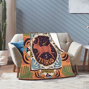 Taurus Zodiac Sign The12 Signs of The Zodiac Fleece Blanket Throw Blanket, Ultra-Soft Cozy Micro Fleece Blanket for Sofa, Couch, Bed, Camping, Travel, & Car Use-All Seasons Suitable 50"X40"