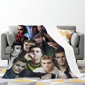 soft collage blanket paul wesley anti-pilling flannel throw blanket for men/women 50″×40″, home decor