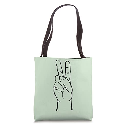 Peace Sign Two Fingers Hand Gesture Symbol Illustration Tote Bag