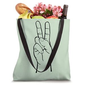 Peace Sign Two Fingers Hand Gesture Symbol Illustration Tote Bag