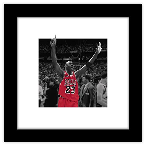 Trends International Gallery Pops Michael Jordan - Pinstripe Dunk Color Pop Wall Art Wall Poster, 12" x 12", Black Frame Version