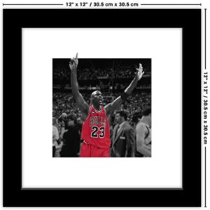 Trends International Gallery Pops Michael Jordan - Pinstripe Dunk Color Pop Wall Art Wall Poster, 12" x 12", Black Frame Version