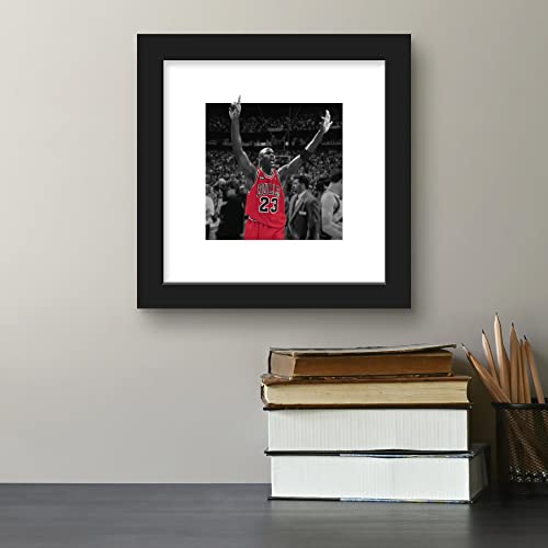 Trends International Gallery Pops Michael Jordan - Pinstripe Dunk Color Pop Wall Art Wall Poster, 12" x 12", Black Frame Version