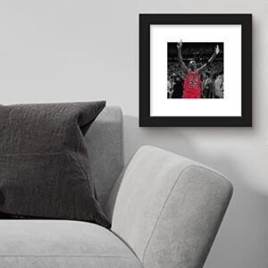 Trends International Gallery Pops Michael Jordan - Pinstripe Dunk Color Pop Wall Art Wall Poster, 12" x 12", Black Frame Version