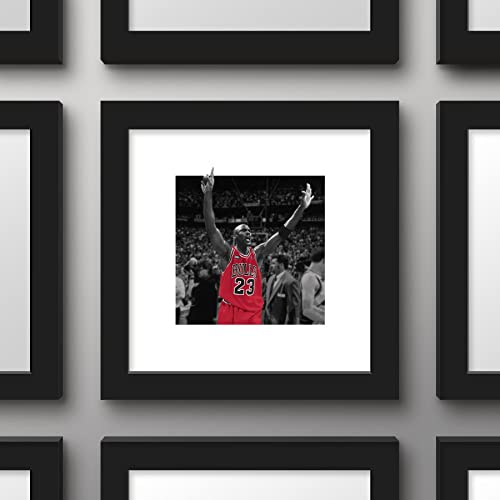 Trends International Gallery Pops Michael Jordan - Pinstripe Dunk Color Pop Wall Art Wall Poster, 12" x 12", Black Frame Version