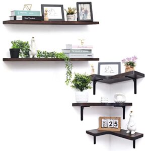 marsmiles natural wood floating shelves,rustic brown