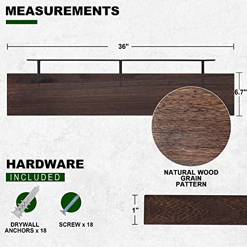 Marsmiles Natural Wood Floating Shelves,Rustic Brown