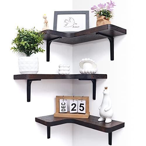 Marsmiles Natural Wood Floating Shelves,Rustic Brown