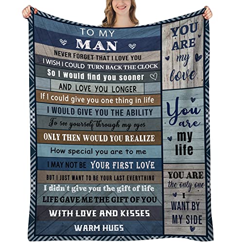 MQTMJBN Gifts for Boyfriend Husband Blanket Anniversary Birthday Gifts for Him Men, I Love You Gifts for Husband, Christmas Valentines Day Present for Man 50x60 inch…