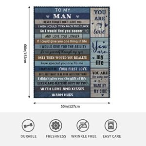 MQTMJBN Gifts for Boyfriend Husband Blanket Anniversary Birthday Gifts for Him Men, I Love You Gifts for Husband, Christmas Valentines Day Present for Man 50x60 inch…