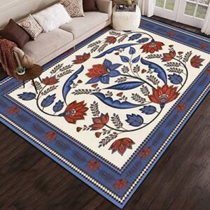 peenoke indian floral paisley vintage tropical flowers motif for silk scarf area rug outdoor patio rug play mat modern floor carpet non-slip home decor living room kids bedroom nursery, 6×9 ft