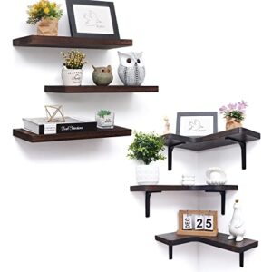 marsmiles natural wood floating shelves, rustic brown