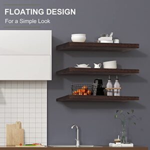 Marsmiles Natural Wood Floating Shelves, Rustic Brown