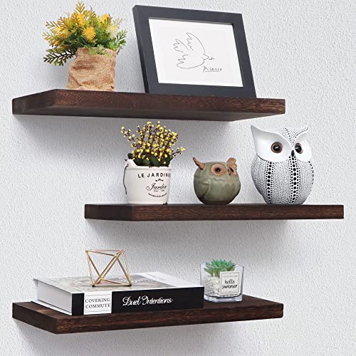 Marsmiles Natural Wood Floating Shelves, Rustic Brown