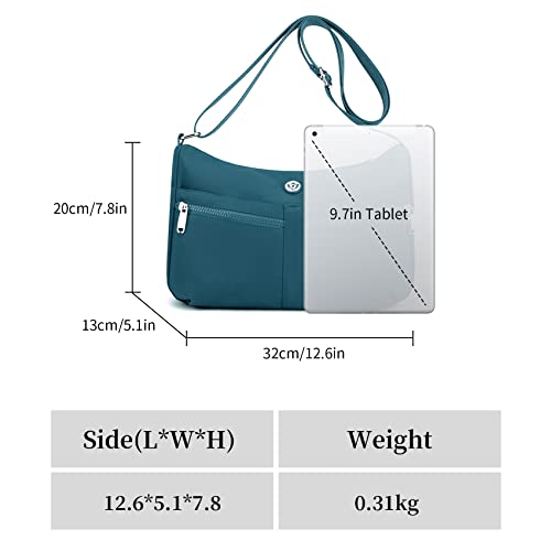 Oichy Crossbody Bags for Women Waterproof Shoulder Bag Casual Nylon Purse Ladies Lightweight Travel Handbag (Blue)