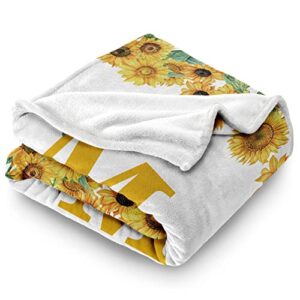 PalmLove Sunflower Gifts for Mom Grandma,Custom Blanket with Text You are My Sunshine Blankets Personalized Flannel Throw Blankets Customized Birthday Christmas Thanksgiving for Women