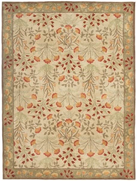 Restoration and Renovation Handmade Floral Adeline Beige/Blue Tulips Traditional Crafted Wool Area Rug for Living Room Bedroom and Kitchen (10X8 FT, Multi)