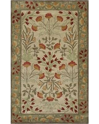 Restoration and Renovation Handmade Floral Adeline Beige/Blue Tulips Traditional Crafted Wool Area Rug for Living Room Bedroom and Kitchen (10X8 FT, Multi)