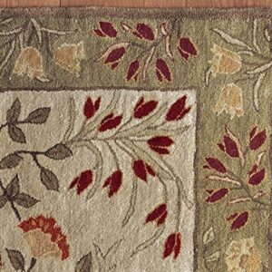 Restoration and Renovation Handmade Floral Adeline Beige/Blue Tulips Traditional Crafted Wool Area Rug for Living Room Bedroom and Kitchen (10X8 FT, Multi)