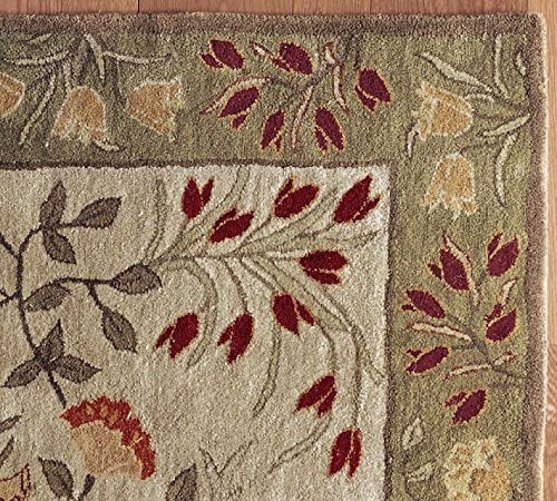 Restoration and Renovation Handmade Floral Adeline Beige/Blue Tulips Traditional Crafted Wool Area Rug for Living Room Bedroom and Kitchen (10X8 FT, Multi)