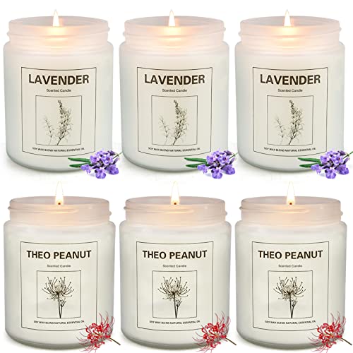 6 Pack Candles for Home Scented, Lavender Candle, 42.6 oz 300 Hour Long Lasting Natural Soy Wax Candles, Aromatherapy Jar Candle for Relaxing- Scented Candles Gift Set for Women, Birthday Gifts