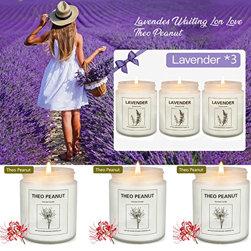 6 Pack Candles for Home Scented, Lavender Candle, 42.6 oz 300 Hour Long Lasting Natural Soy Wax Candles, Aromatherapy Jar Candle for Relaxing- Scented Candles Gift Set for Women, Birthday Gifts