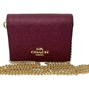 COACH Boxed Mini Wallet on Chain in Black Cherry