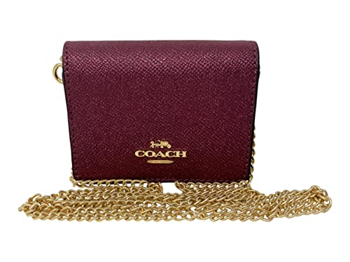 COACH Boxed Mini Wallet on Chain in Black Cherry