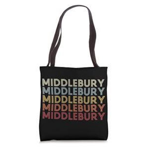 middlebury connecticut middlebury ct retro vintage text tote bag