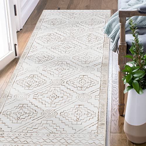 jinchan Runner Rug 2x6 Area Rug Hallway Moroccan Rug Taupe Foldable Thin Rug Modern Geometric Accent Rug Contemporary Soft Rug Indoor Non Slip Gray Carpet Kitchen Living Room Bedroom Dining Room