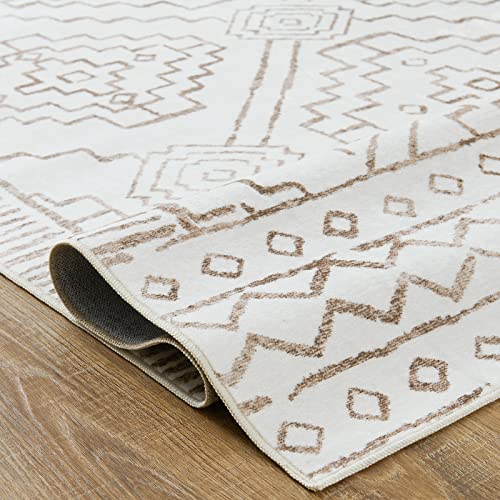 jinchan Runner Rug 2x6 Area Rug Hallway Moroccan Rug Taupe Foldable Thin Rug Modern Geometric Accent Rug Contemporary Soft Rug Indoor Non Slip Gray Carpet Kitchen Living Room Bedroom Dining Room