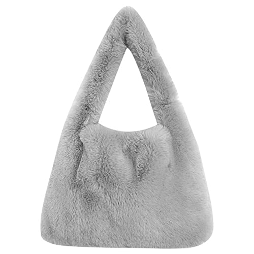 Women's Handbag Fleece Shoulder Bag Hobo Tote Bag Faux Fur Retro Casual Warm Clutch Cute Mini Purse