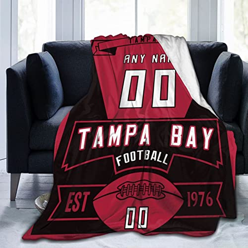 Custom Football City Blanket Personalized Fan Gift Throw Blanket Add Your Name & Number Decorative for Bedroom Living Room