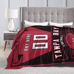 Custom Football City Blanket Personalized Fan Gift Throw Blanket Add Your Name & Number Decorative for Bedroom Living Room